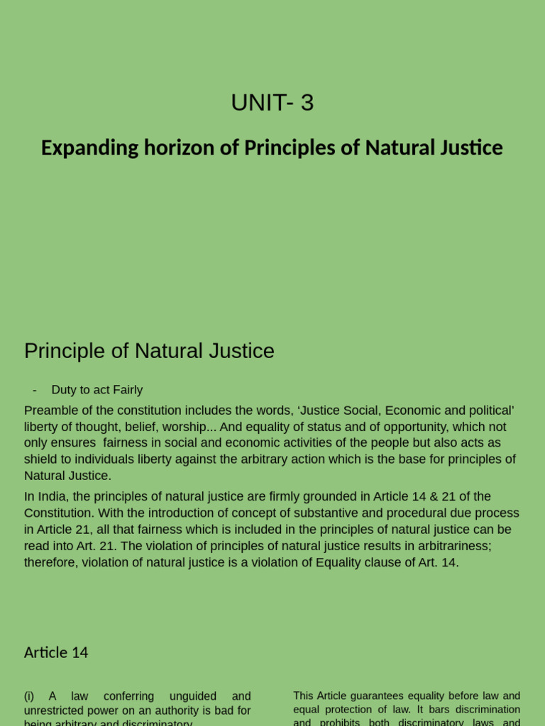 UNIT-3 Expanding Horizon of Principles of Natural Justice | PDF | Arrest | Writ