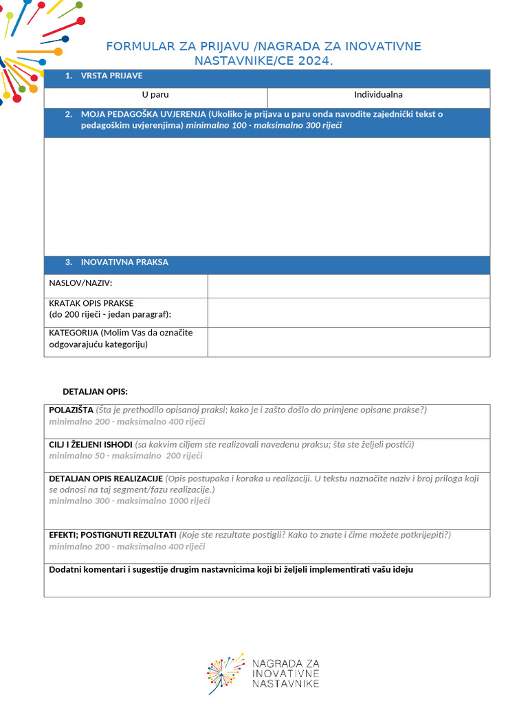 NIN 2024 Obrazac Za Opis Prakse | PDF