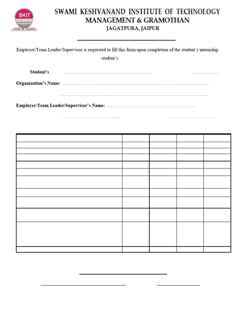 Evaluation Form | PDF