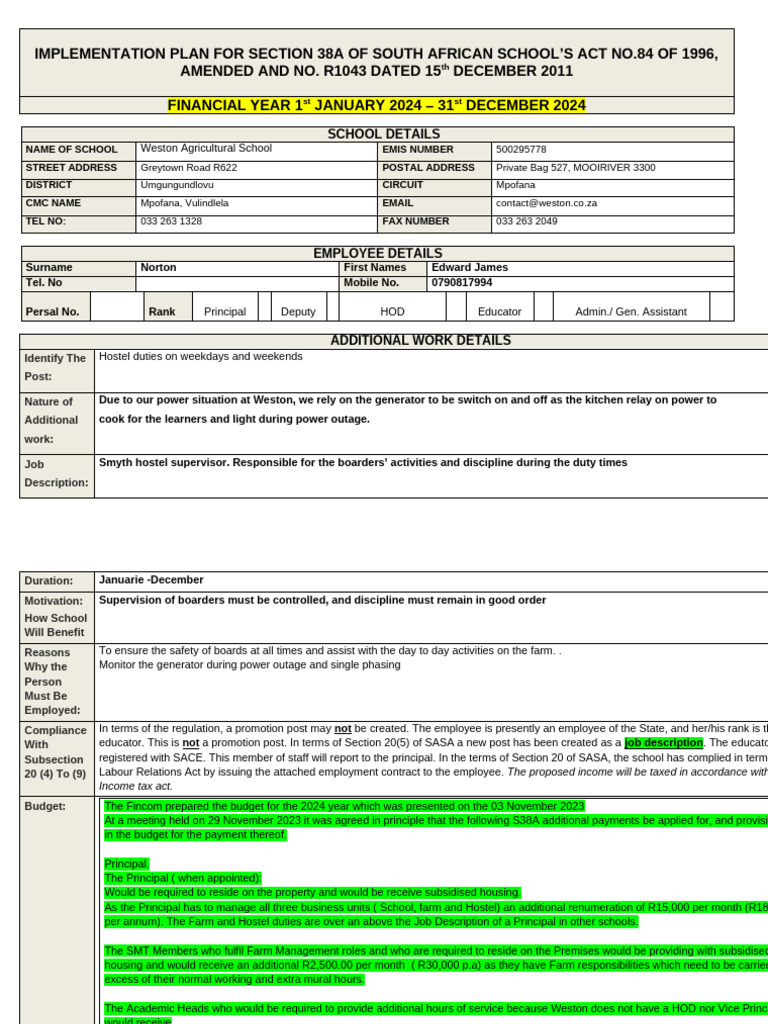 Section 38A Application Plan 2024 | PDF | Employment | Business