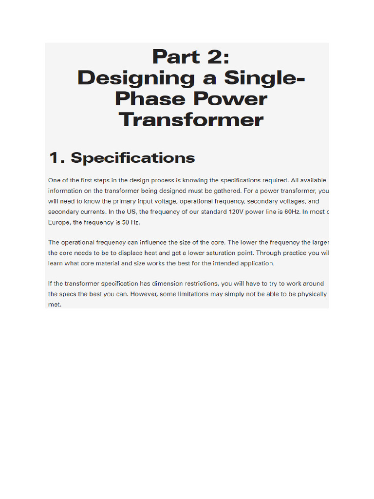 Transformer Primary Turns | PDF