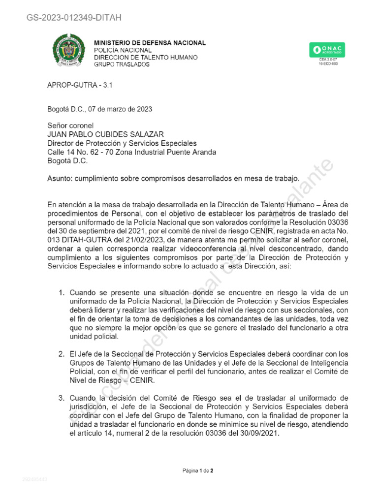 GS-2023-012349-DITAH Traslados de PoliciasSOCIALIZACION MESA DE TRABAJO ...