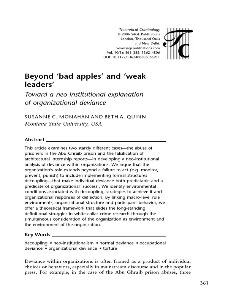 Beyond Bad Apples Monahan2006 | PDF | Deviance (Sociology) | Guantanamo Bay Detention Camp