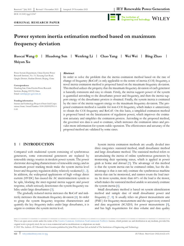 Power_system_inertia_estimation_method_based_on_ma | PDF | Electrical Engineering | Electricity