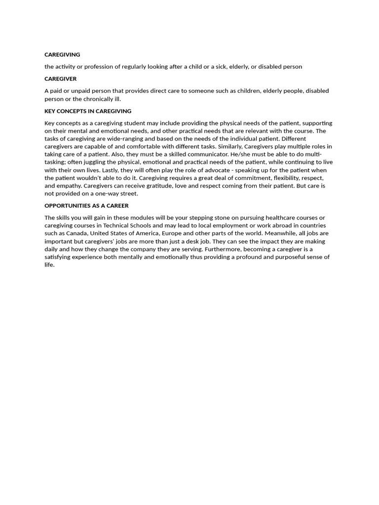 Caregiving Introduction | PDF