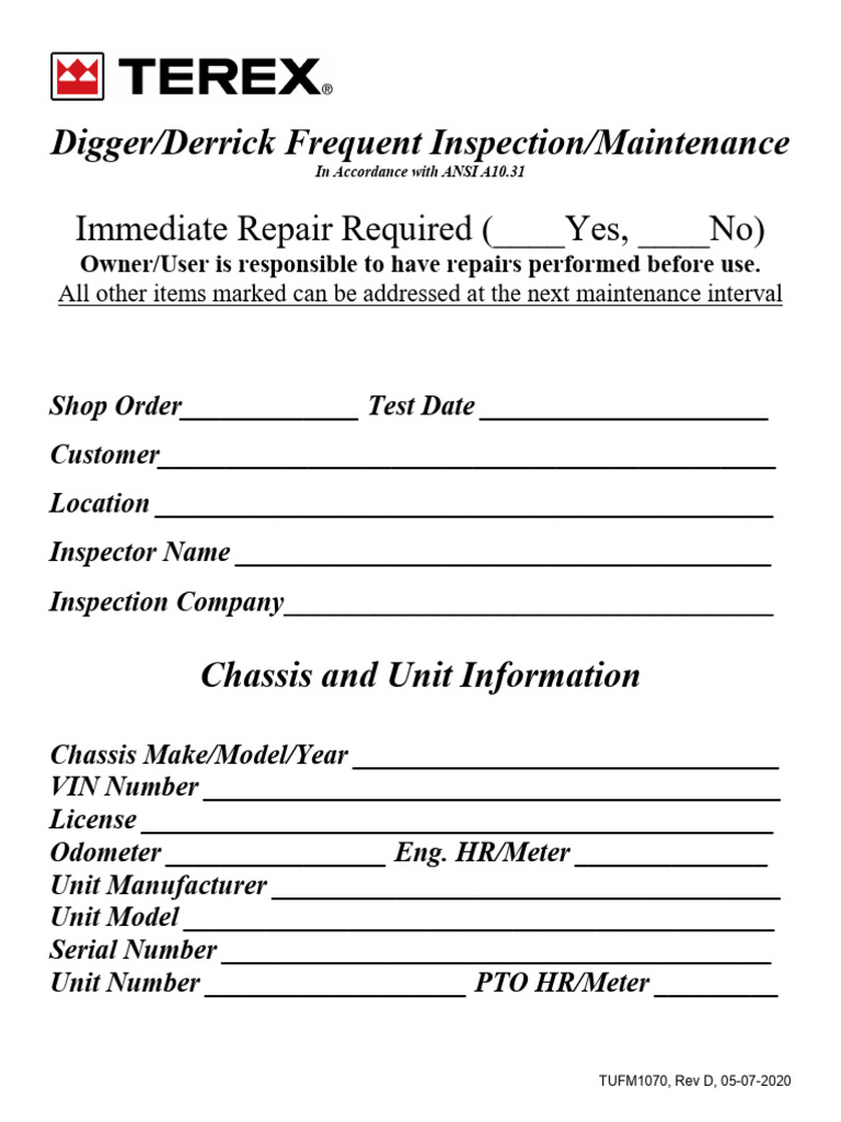 Digger Frequent Inspection | PDF | Manufactured Goods