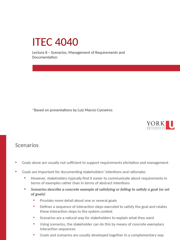 ITEC 4040A - Lecture 8 - Scenarios, Management, Documentation II | PDF | Risk | Computing