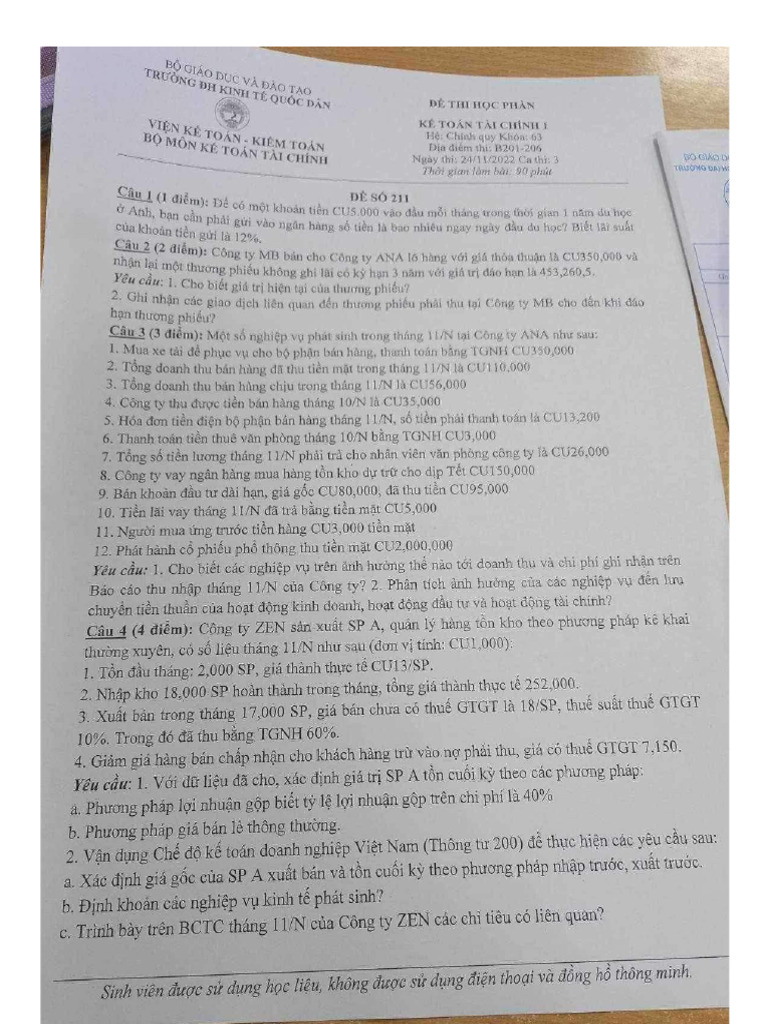ĐỀ KTTC | PDF