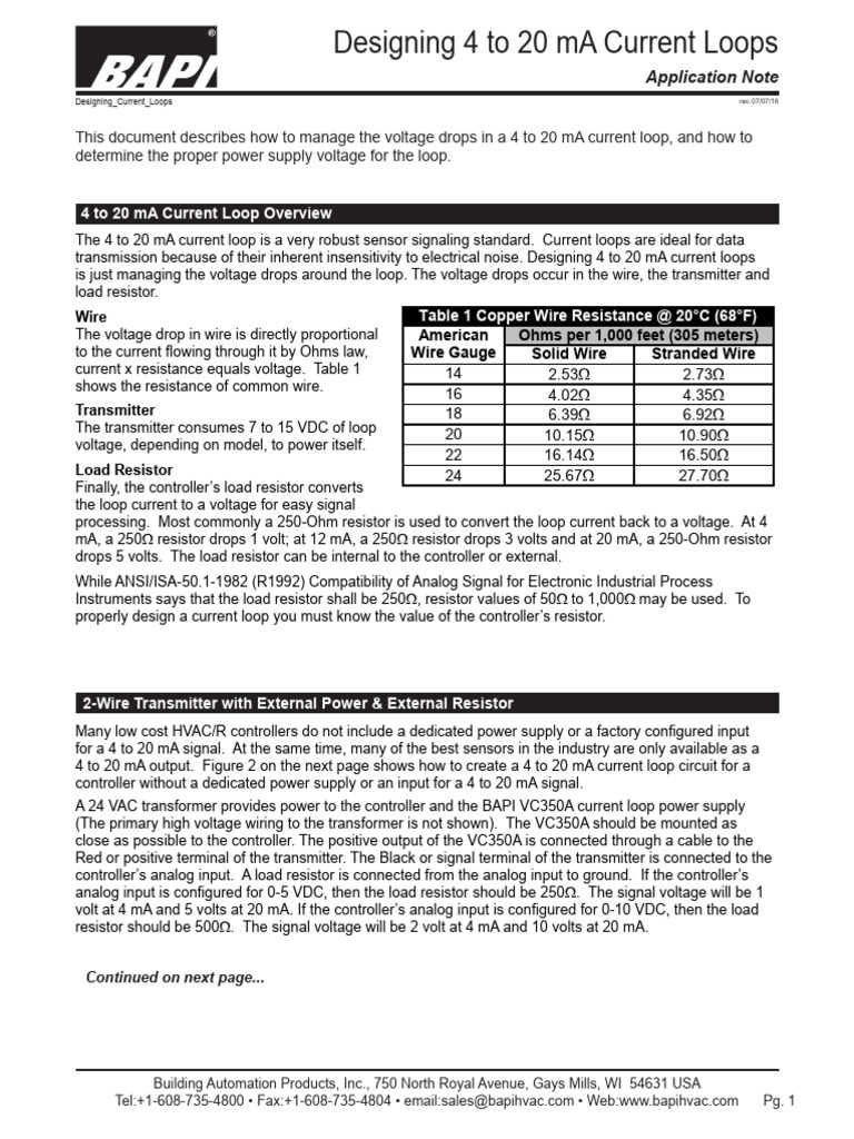 4 To 20 MA Designing 4 20 MA Current Loops | PDF | Electrical Resistance And Conductance | Resistor