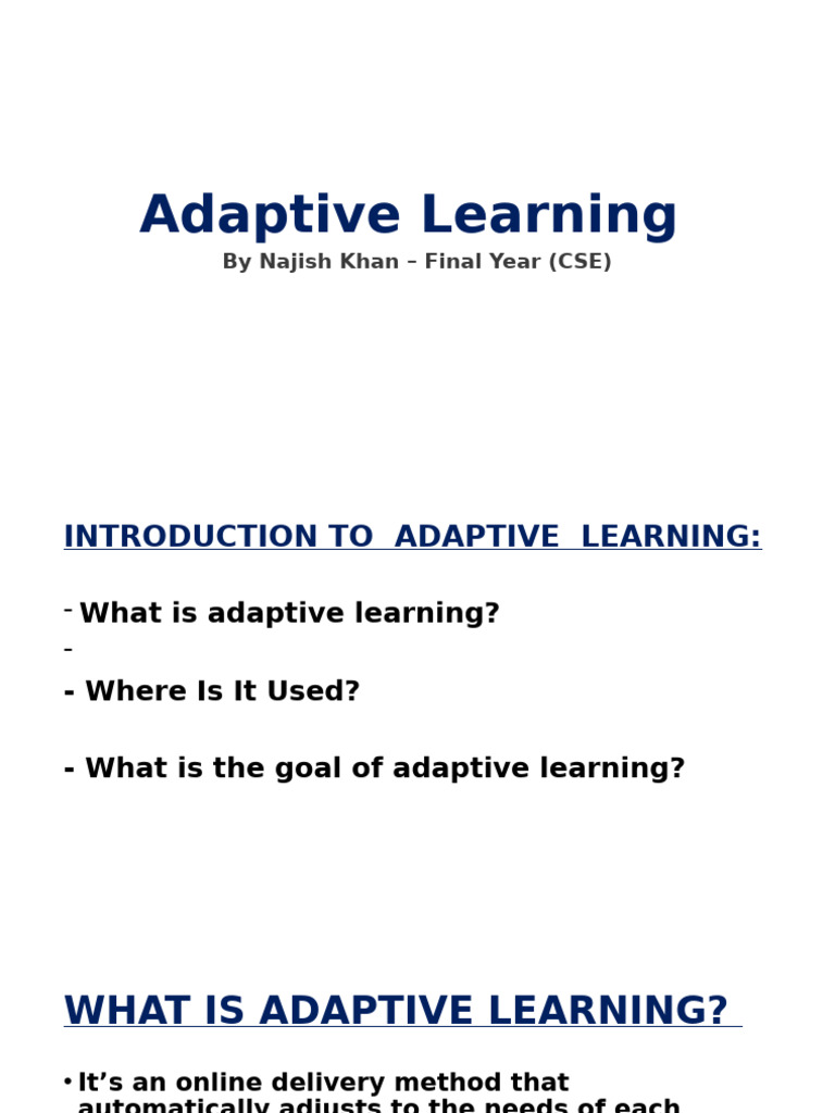 Presentation On Adaptive Learning | PDF