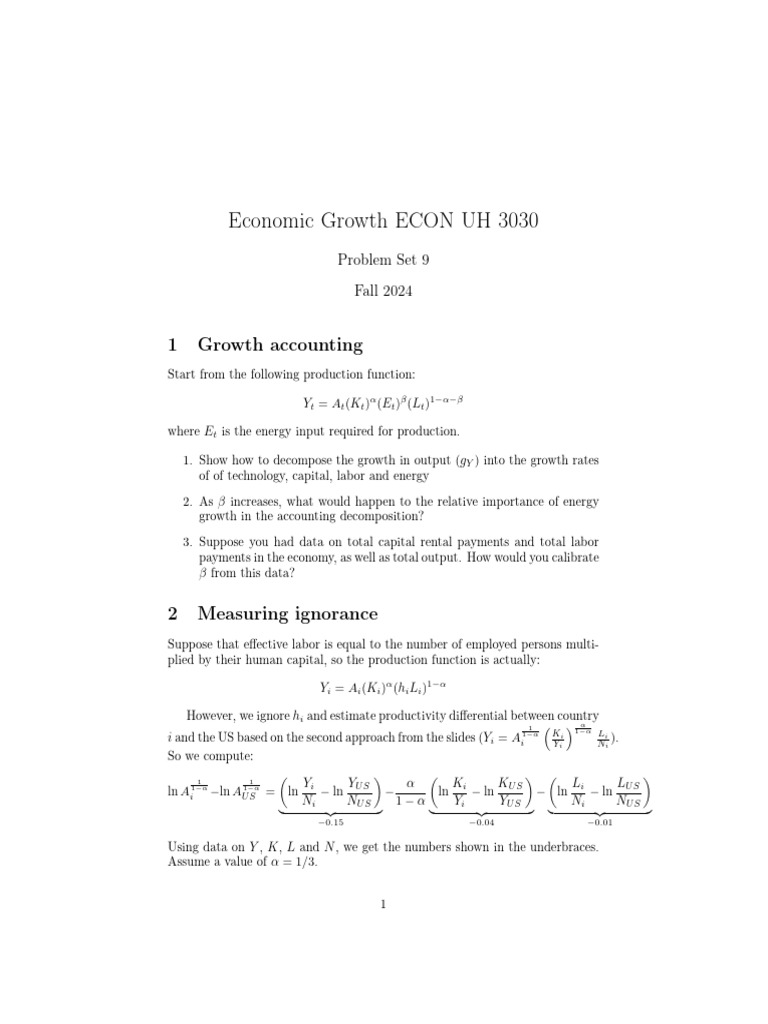 Problemset 9 | PDF | Production Function | Economies