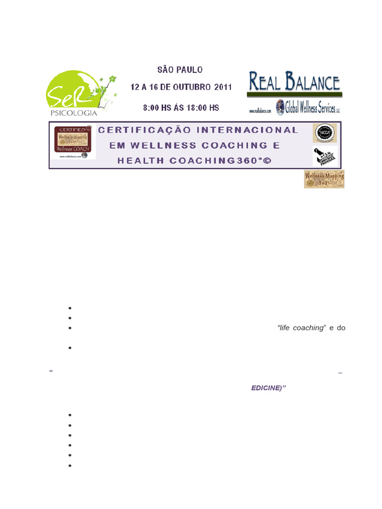 Certificação em Wellness e Health Coaching | PDF | Conceitos ...