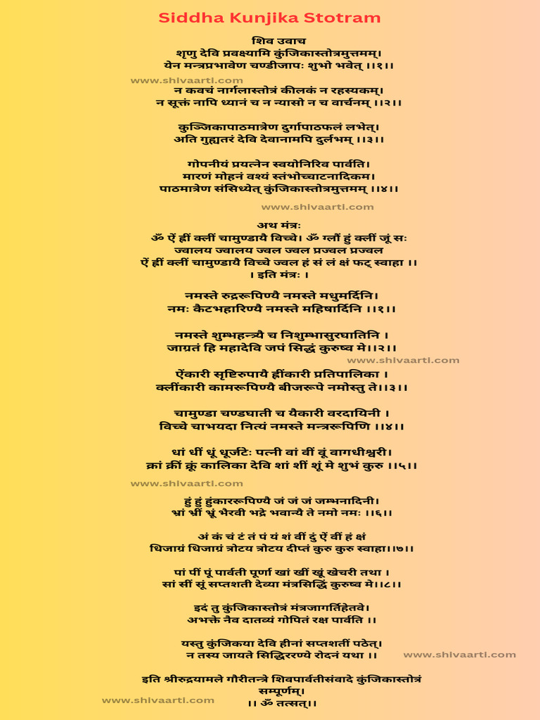 Siddha Kunjika Stotram | PDF