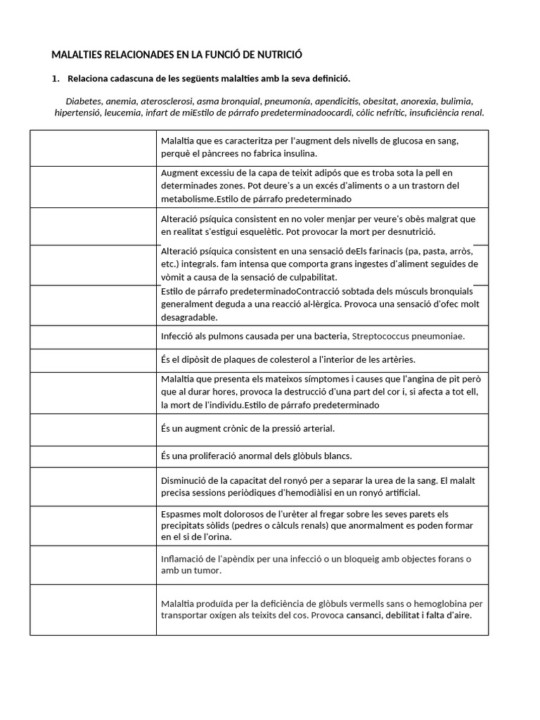 TREBALL MALALTIES 3er ESO | PDF