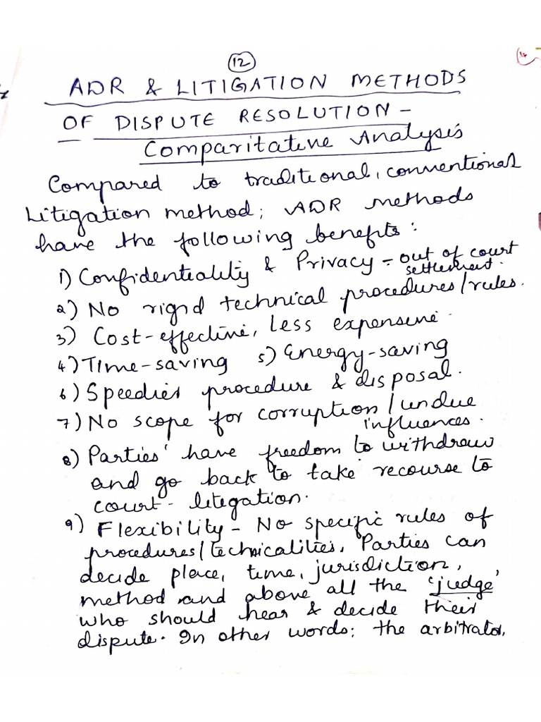 Litigation vs. ADR Methods - Comparison | PDF