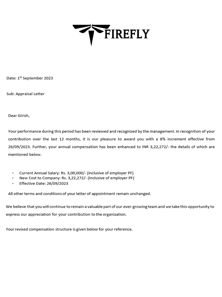 Karnala Girish - Appraisal Letter | PDF | Taxes | Government Finances