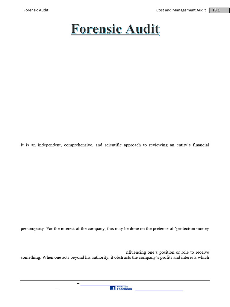13._Forensic_Audit | PDF | Audit | Financial Audit