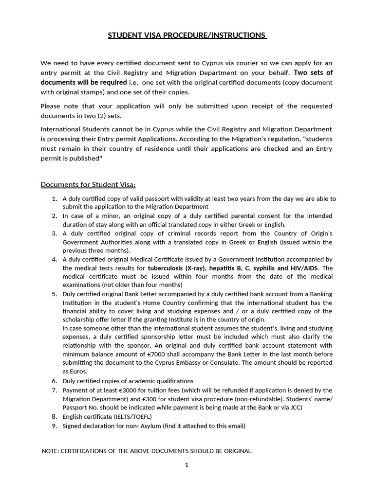 Cyprus Student Visa Guide | PDF | Travel Visa | Consul (Representative)