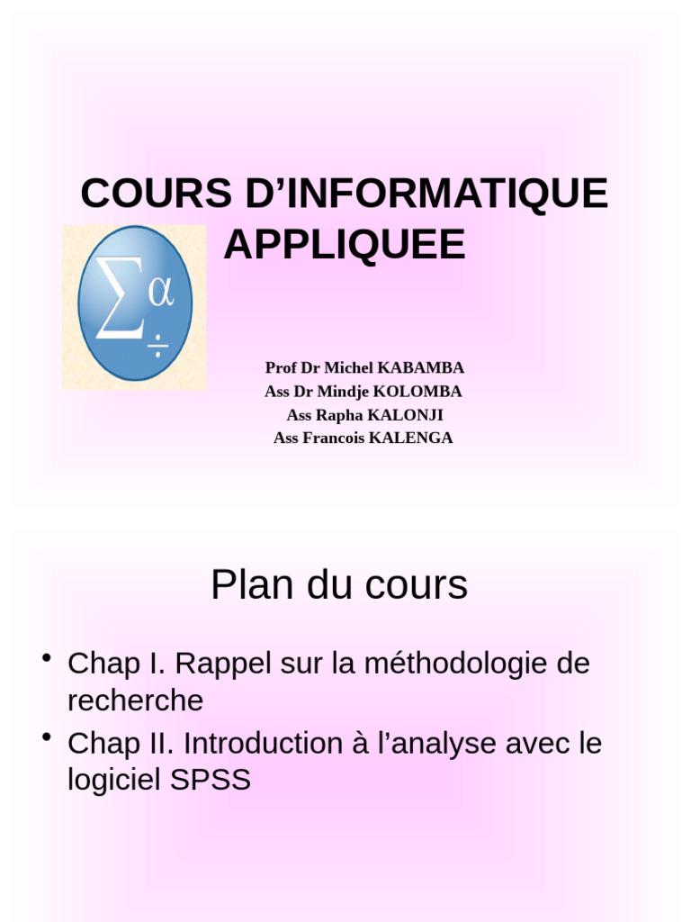 Cours Informatique Appliquee D3 UNIKAM | PDF | Échantillonnage ...