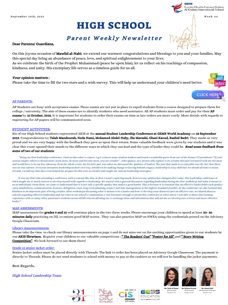 Weekly Parent Letter Week 6 Compressed | PDF | Sat | University And ...