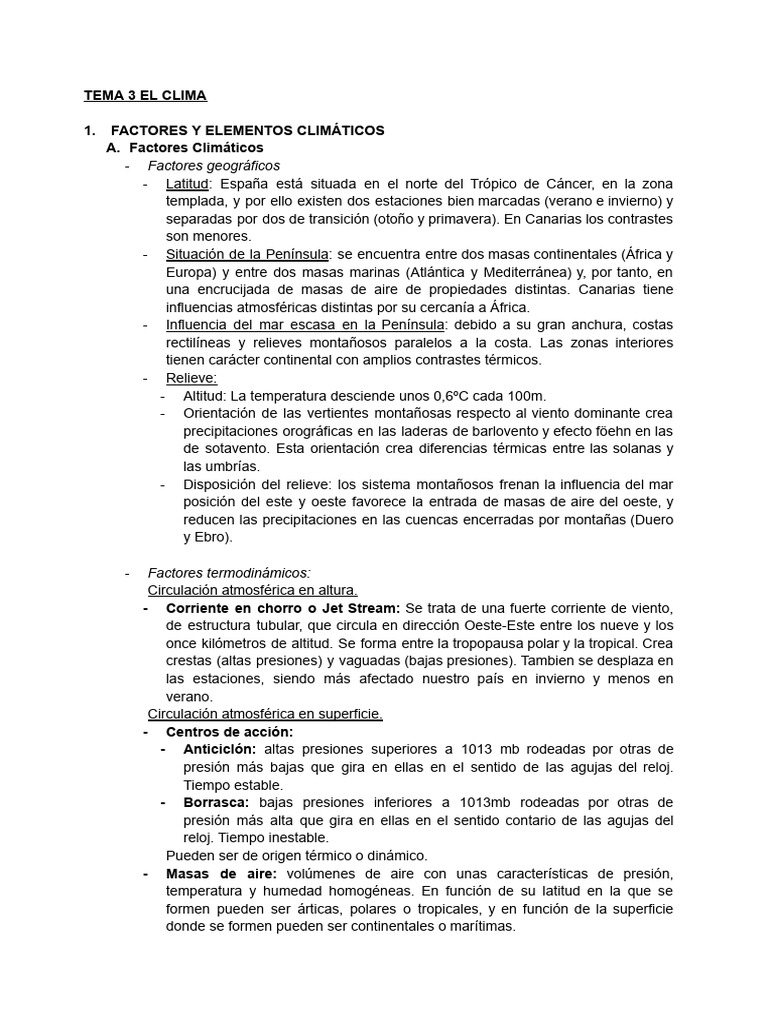 Tema 3 - El Clima | PDF | Clima | Termodinámica Atmosférica