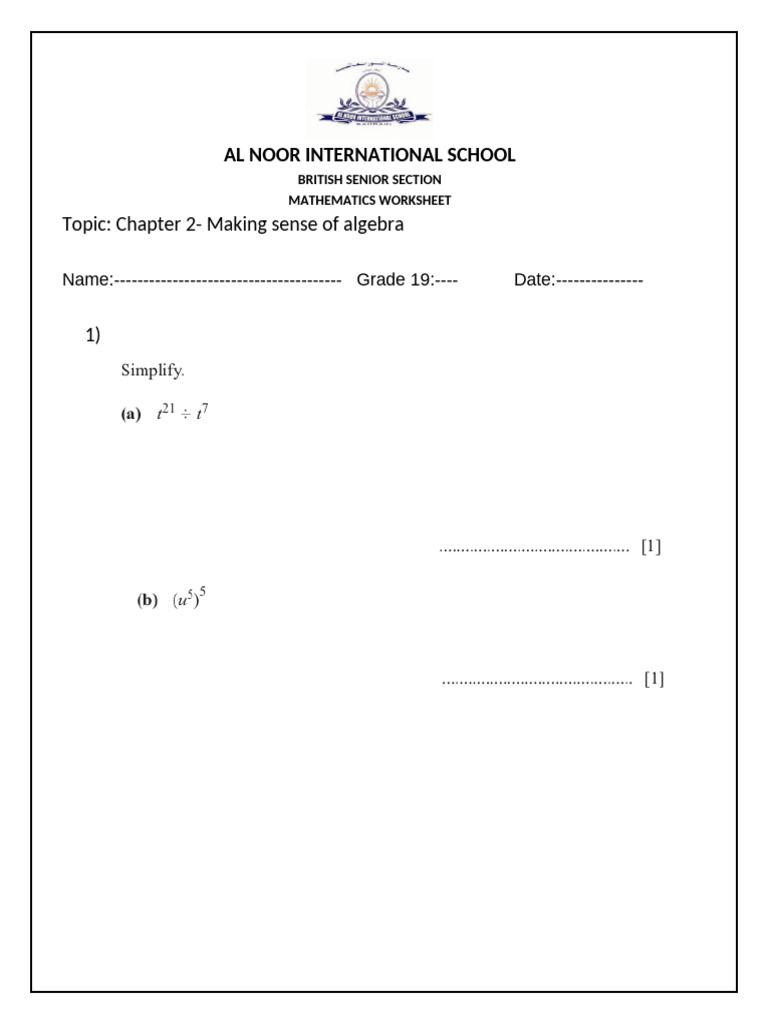 Mathematics IGCSE Chapter 2 Making Sense of Algebra With Answer | PDF