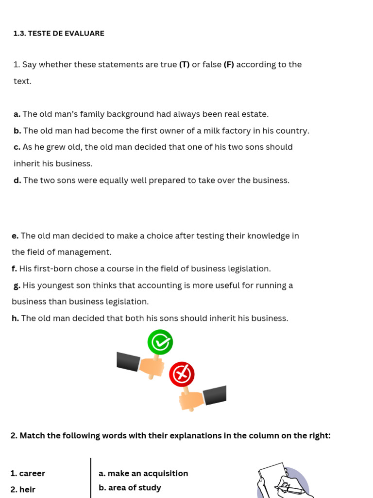 Evaluation Test on Business Concepts | PDF