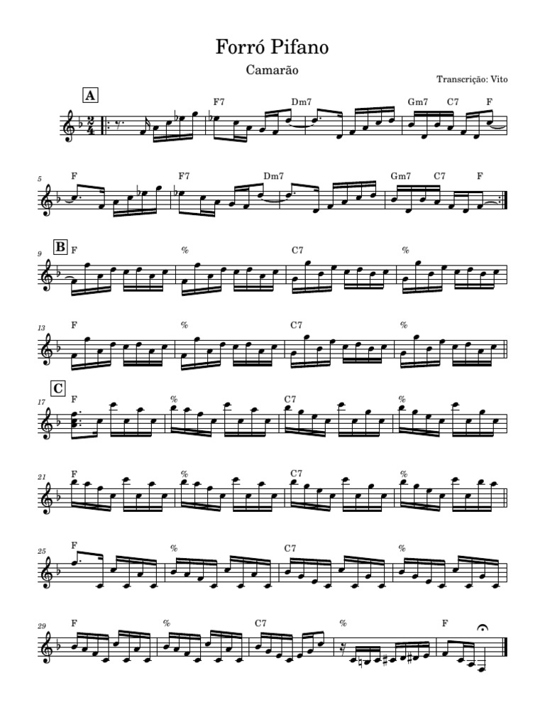 Partitura de Forró Pifano - Camarão | PDF