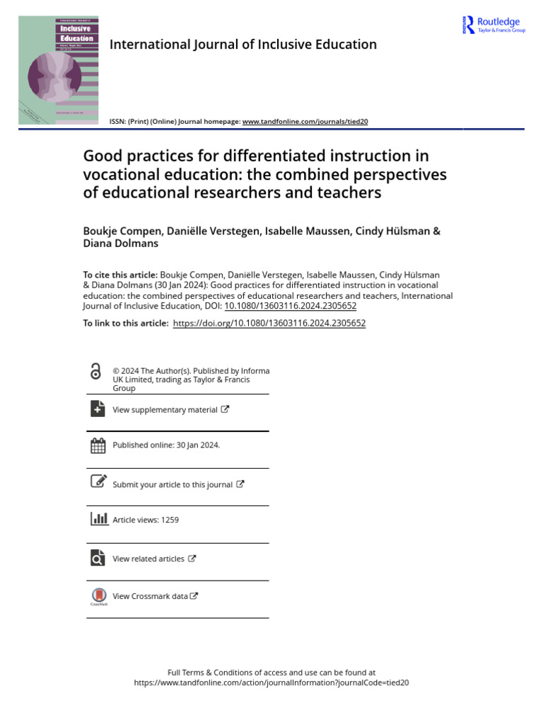 Good Practices For Differentiated Instruction in Vocational Education ...
