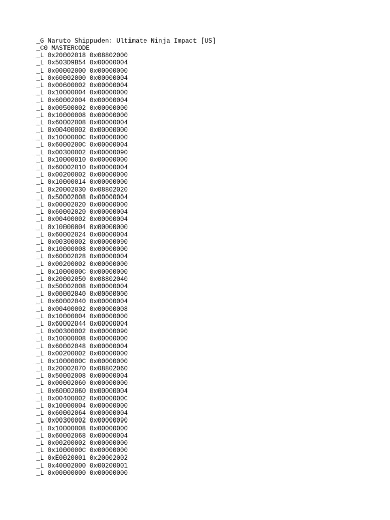 Naruto Ultimate Ninja Storm Cheats Copy Paste Into Xplore | PDF ...