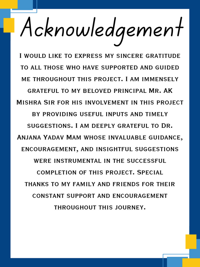 Project Acknowledgements and Gratitude | PDF