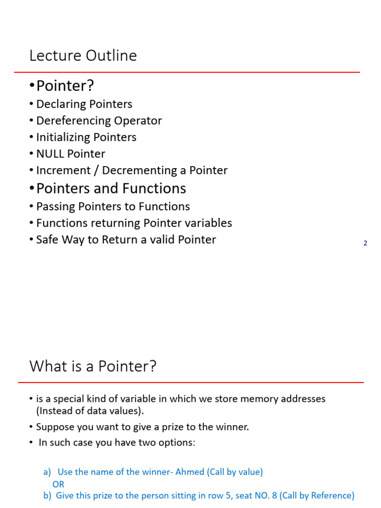Lec 20 Pointers In C Pdf Pointer Computer Programming Integer
