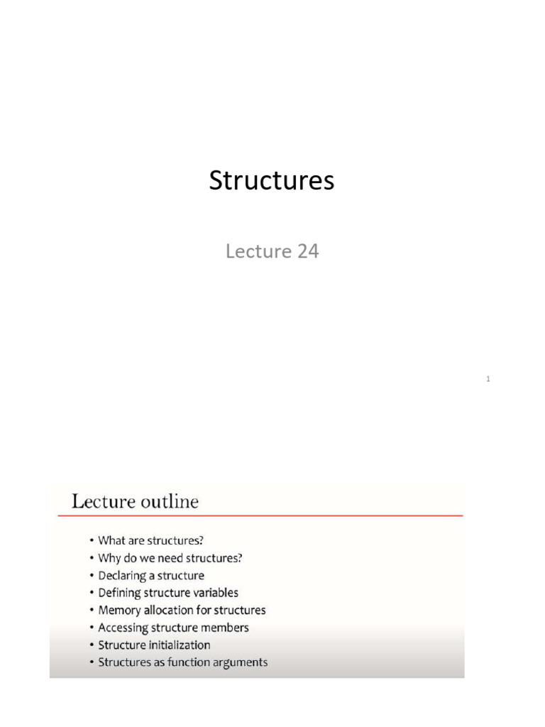 Lecture 24 Structures | PDF