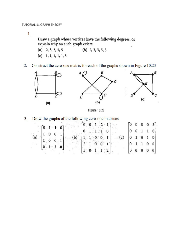 2024 Tutorial 11 Graph Theory | PDF