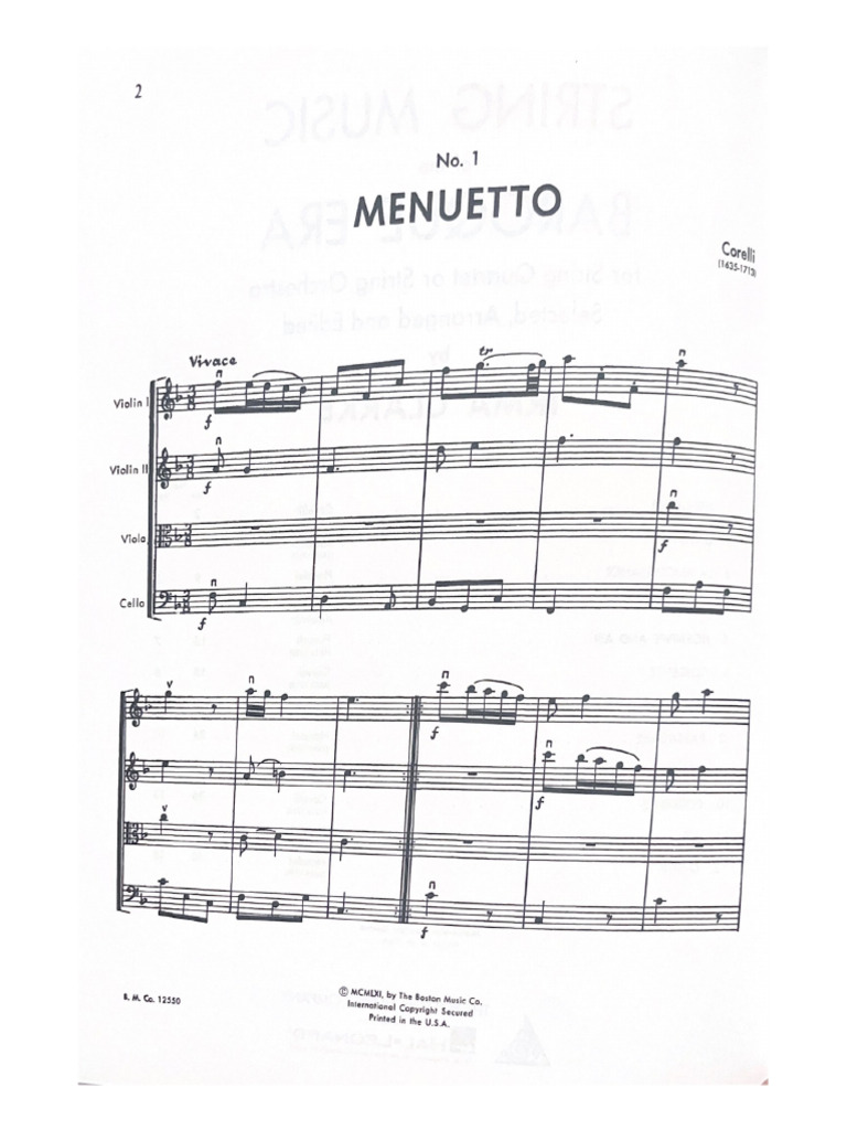 String Music of The Baroque Era - Score (Part 1) | PDF
