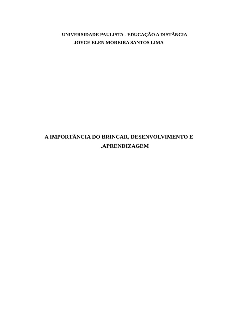 Tcc Pedagogia 1 Pdf Pré Escola Aprendizado