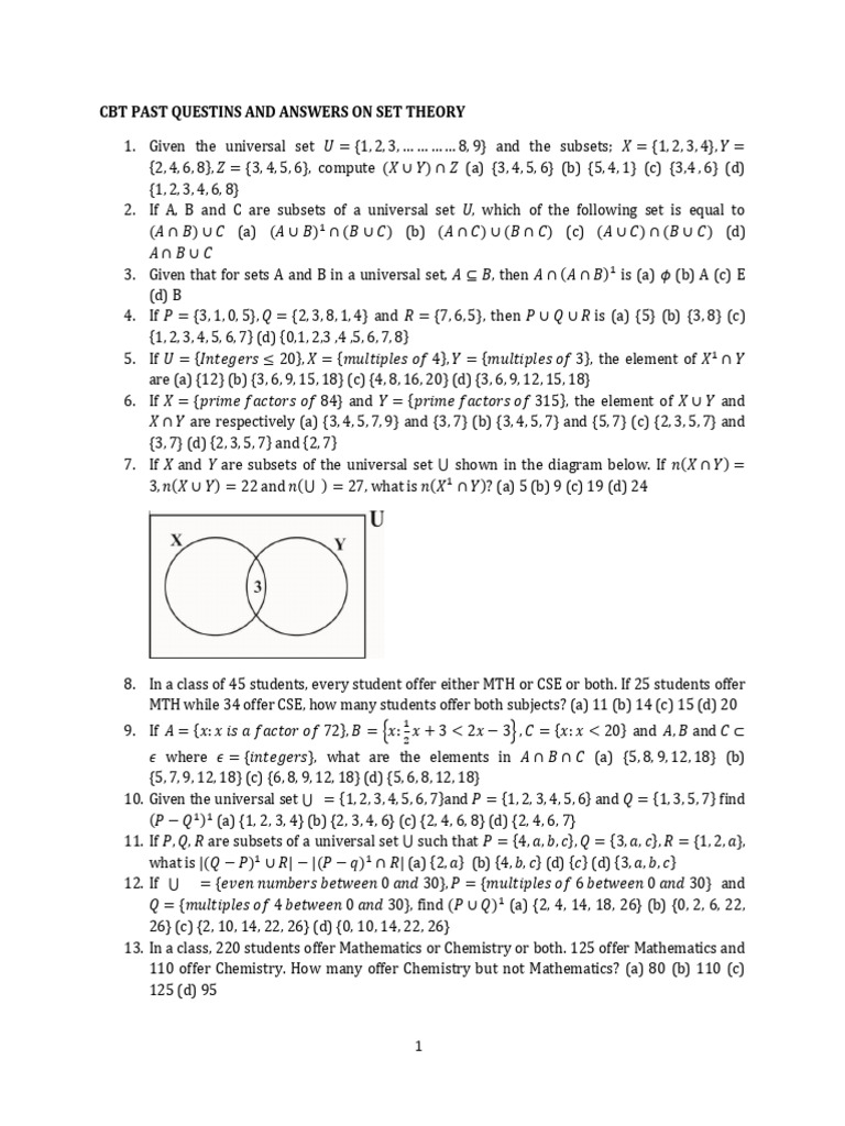 PROF Tutorial Q&A on Set Theory(1) | PDF | Set (Mathematics) | Abstract Algebra