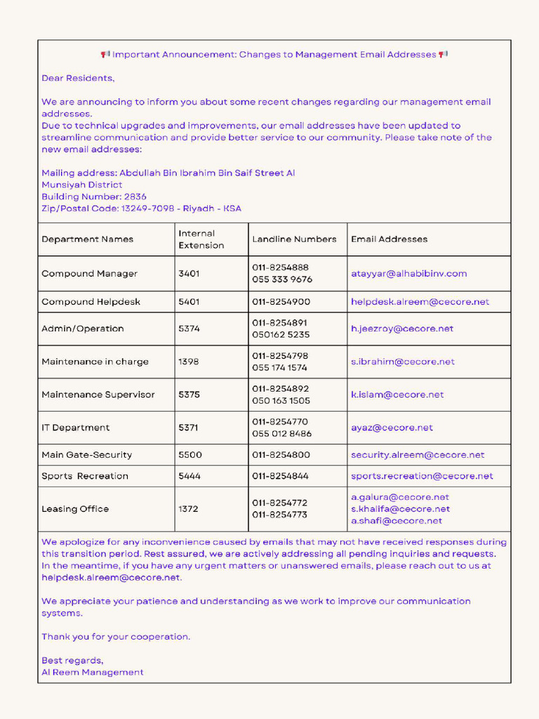 Alreem contacts | PDF