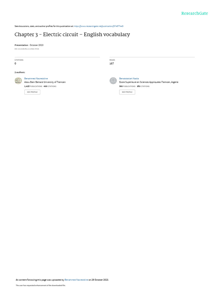 IM-Chapter3-ElectricCircuitEnglishvocabulary | PDF