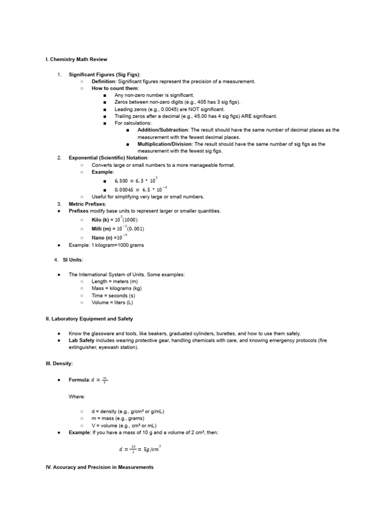 Chem Lab Exam 1 Sheet | PDF | Significant Figures | Kilogram