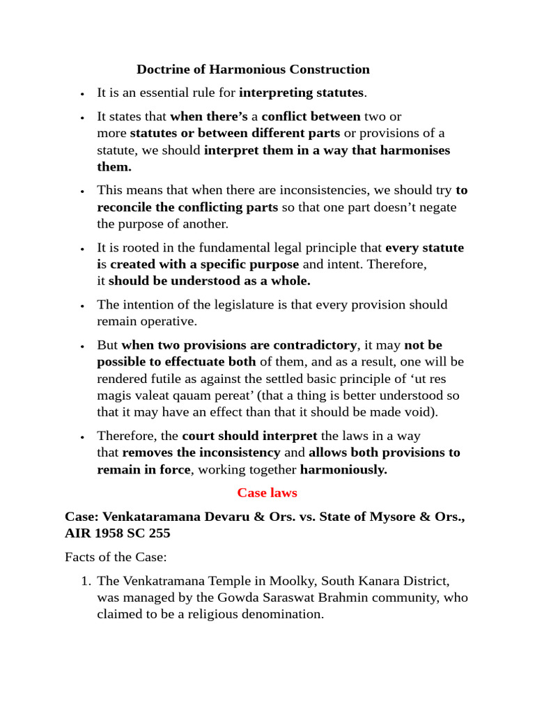 Doctrine of Harmonious Construction | PDF | Justice | Crime & Violence
