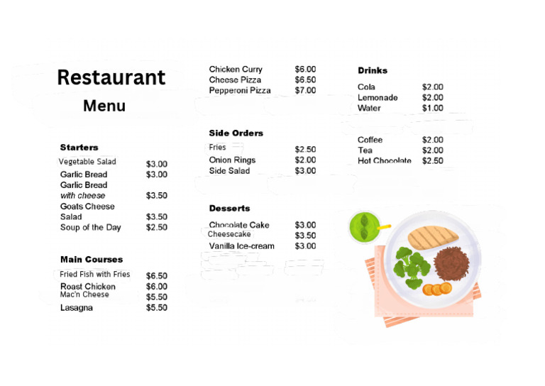 Esl Restaurant Menu PDF | PDF