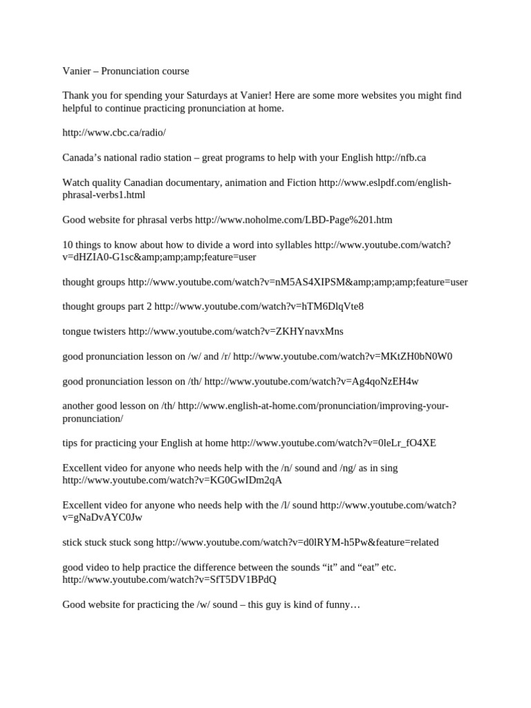 Pronunciation Websites | PDF