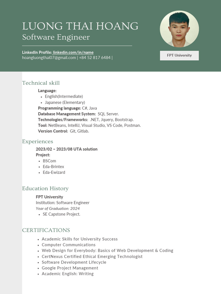 HoangLT_CV | PDF | Databases | Entity Framework