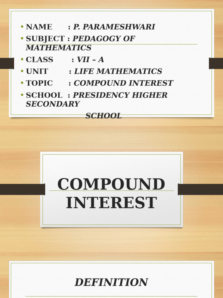 Math for 7th Graders: Compound Interest | PDF