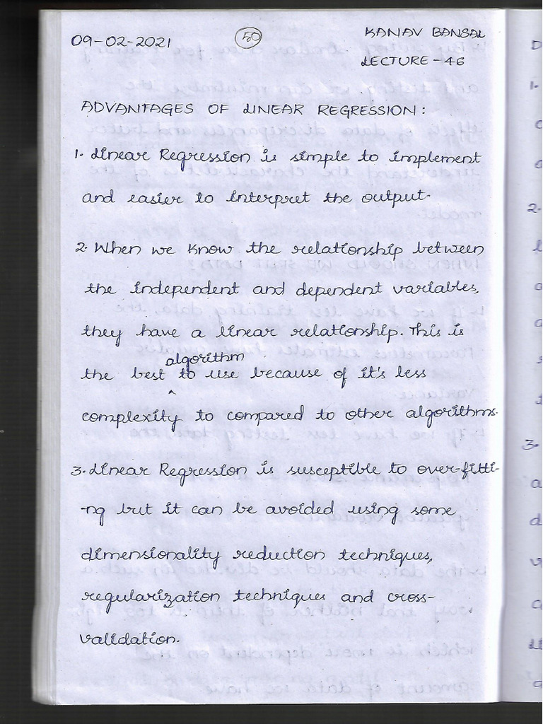 Advantages - Disadvantages of Linear Regression, Logistic Regression | PDF