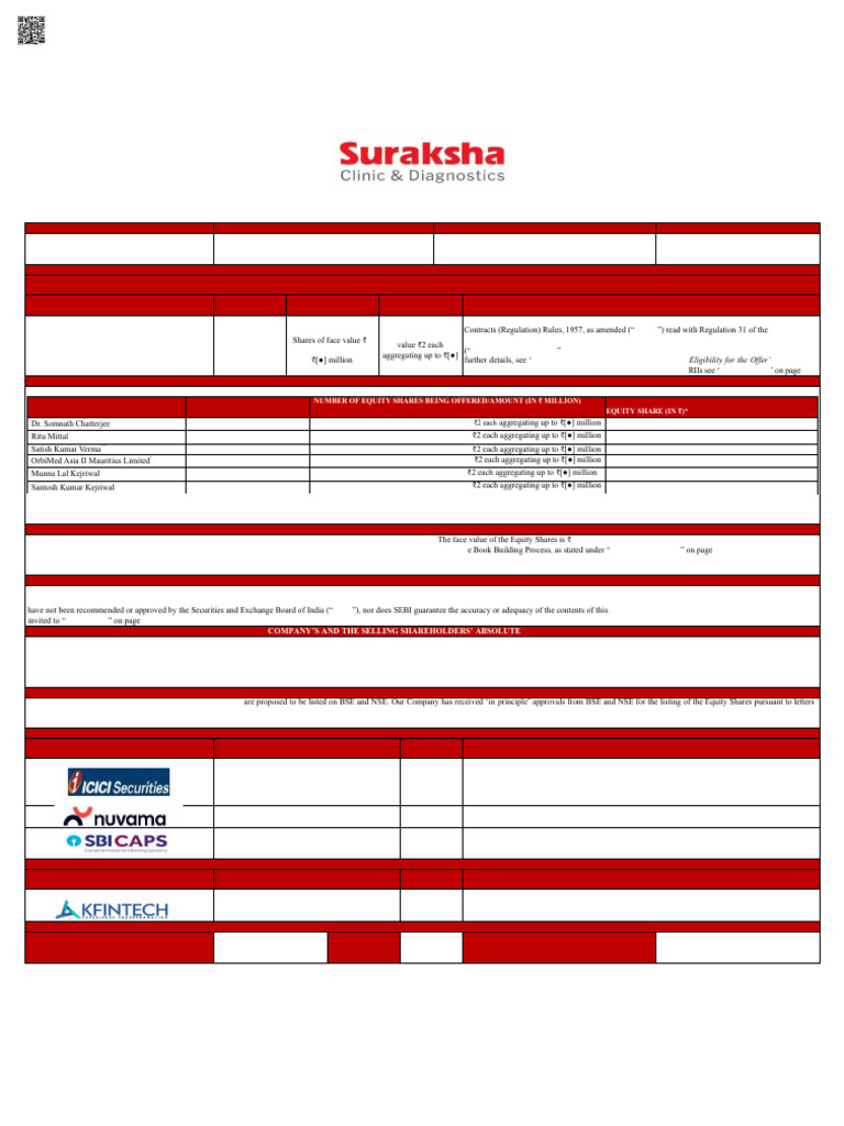 Suraksha Diagnostic Limited - Red Herring Prospectus 25-11-2024 | PDF | Equity (Finance) | Stocks
