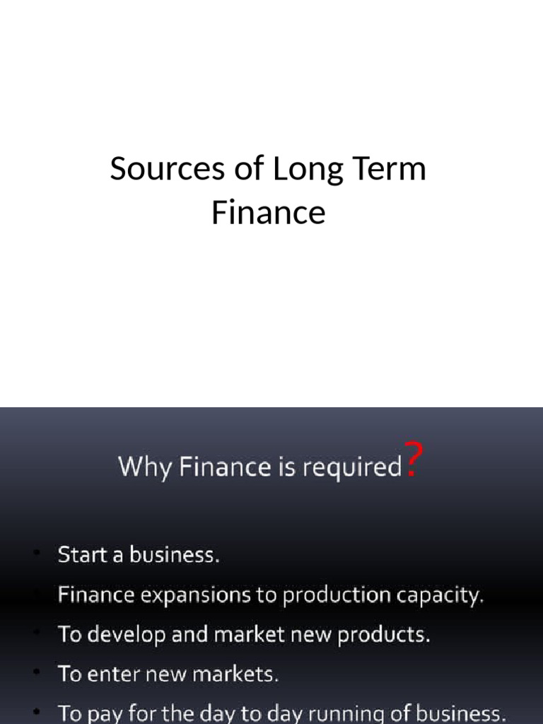Long Term Finance Sources Explained | PDF