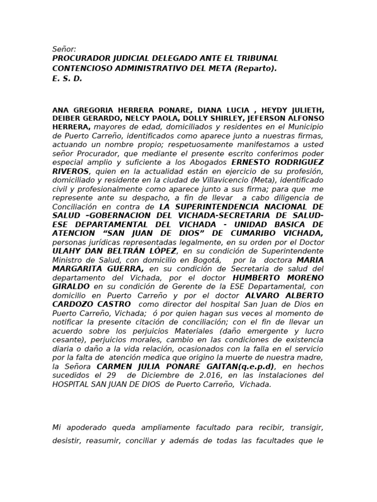 Poder Especial para Conciliación Judicial | PDF