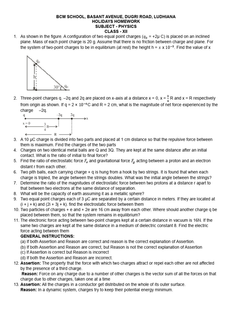 PHYSICS ASSIGNMENT (HOLIDAYS HOMEWORK) | PDF | Force | Applied And ...